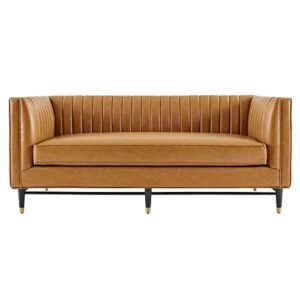 Modway Devote Channel Tufted Vegan Leather, Loveseat, Tan