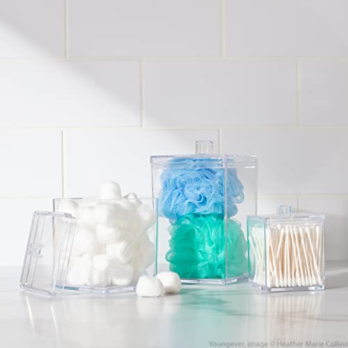 Youngever Clear Plastic Apothecary Jar, Square Shape (30 Ounce)