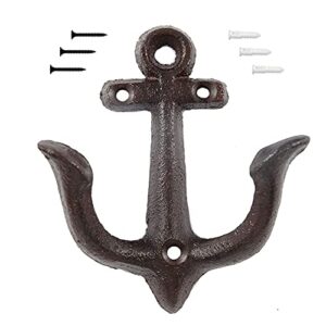 realideas rusty brown rustic cast iron nautical anchor design wall hooks coat rack antique shabby chic bathroom towel hook key holder