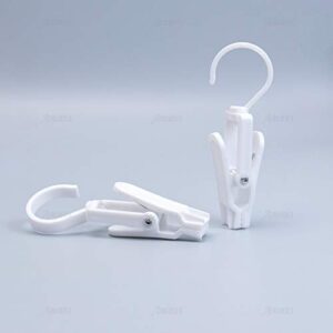 AUEAR, 20Pcs Clips Swivel Hooks Laundry Hook Super Strong Plastic Solid Clip Family Travel 360 Degree Rotating Hanging Pins Clothespin hatpins for Home Use to Hang and Dry Wet Clothes White 4.3inch