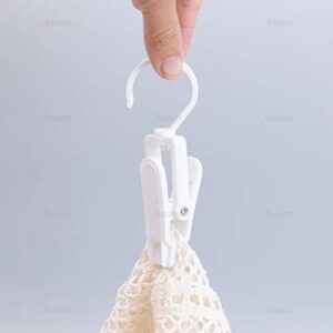 AUEAR, 20Pcs Clips Swivel Hooks Laundry Hook Super Strong Plastic Solid Clip Family Travel 360 Degree Rotating Hanging Pins Clothespin hatpins for Home Use to Hang and Dry Wet Clothes White 4.3inch