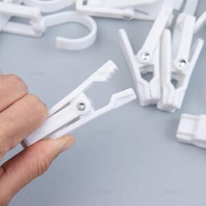 AUEAR, 20Pcs Clips Swivel Hooks Laundry Hook Super Strong Plastic Solid Clip Family Travel 360 Degree Rotating Hanging Pins Clothespin hatpins for Home Use to Hang and Dry Wet Clothes White 4.3inch