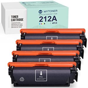 mytoner remanufactured toner cartridge replacement for hp 212a 212 w2120a w2121a w2122a w2123a for color laserjet enterprise m554 m555 flow mfp m578 printer no chip (black,cyan,magenta,yellow,4-pack)