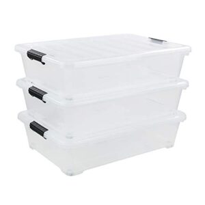 eagrye 3-pack plastic underbed storage bin, clear under bed storage box