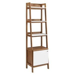 modway bixby bookshelf display case, 21 inch, walnut white