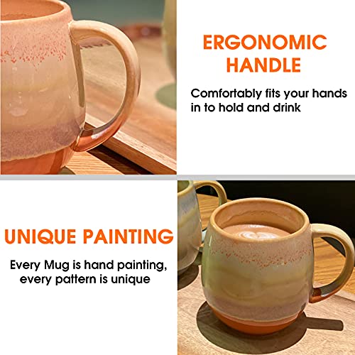 Large Coffee Mugs 16 oz for Men/Women, Vivimme Coffee Mug Set with Spoons, 2-Pack Ceramic Tea Mug for Soup, Hot Cocoa, Funny Tea Cups for Office and Home, Coffee Mugs for Couples, Engagement Gifts