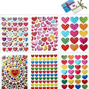 Heart Stickers, 60 Sheets Colorful Love Heart Stickers for Valentine's Day, Anniversaries, Wedding,Thanksgiving