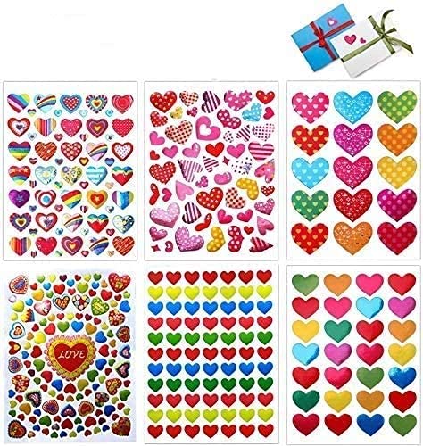 Heart Stickers, 60 Sheets Colorful Love Heart Stickers for Valentine's Day, Anniversaries, Wedding,Thanksgiving