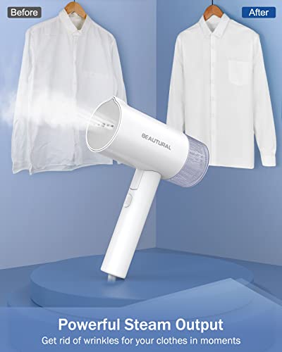 BEAUTURAL Steamer for Clothes, Foldable Handheld Clothing Wrinkles Remover for Garments, 30-Second Fast Heat-up, Portable Fabric Steamer for 120V Countries, Not for Use in 220V Such as Europe