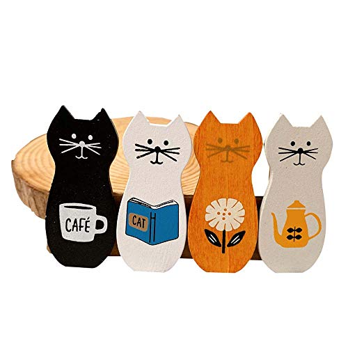 4pcs Mini Wooden Cute Cat Clothespin Clips Food Storage Bag Seal Clamp Clothes Pegs