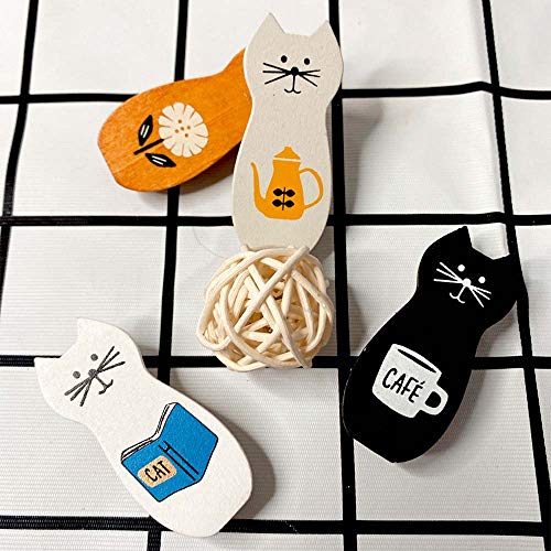 4pcs Mini Wooden Cute Cat Clothespin Clips Food Storage Bag Seal Clamp Clothes Pegs