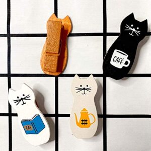 4pcs Mini Wooden Cute Cat Clothespin Clips Food Storage Bag Seal Clamp Clothes Pegs