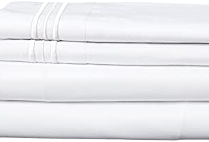 King Size Sheets - Breathable Luxury Bed Sheets with Full Elastic & Secure Corner Straps Built In - 1800 Supreme Collection Extra Soft Deep Pocket Bedding, Sheet Set, EXTRA DEEP pocket - King, White