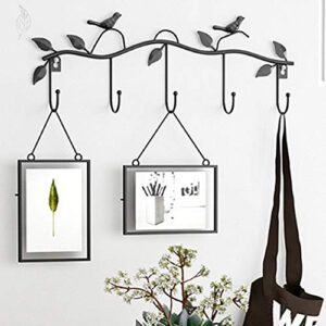 Isabelvictoria Retro 5 Hook Wrought Iron Bird Hook Hook Bird Shape Leaf Wall Dress Robe Hook Key Coat Holder Cap Hanger