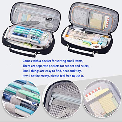 Pen case Pencil case Large capacity Fashionable Pencil case Boys Girls Elementary school students Junior high school students High school students University students For working adults (black)