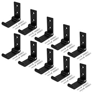 heneng 10 pack 2" black folding coat hook w/screws, aluminium alloy foldable hooks no rust wall mounted for keys, towel, hat, bags, headphones holder, headset wall hanger, max.load 44lb