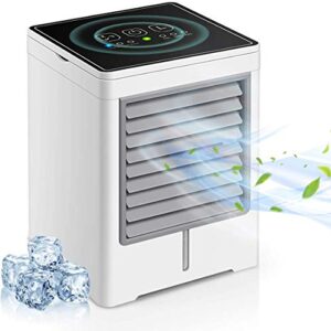 Personal Air Cooler, Portable Evaporative Conditioner with 3 Wind Speeds Touch Screen Small Desktop Cooling Fan, Mini Air Conditioner Fan for Home, Bedroom Room, Office, Dorm, Car, Camping Tent