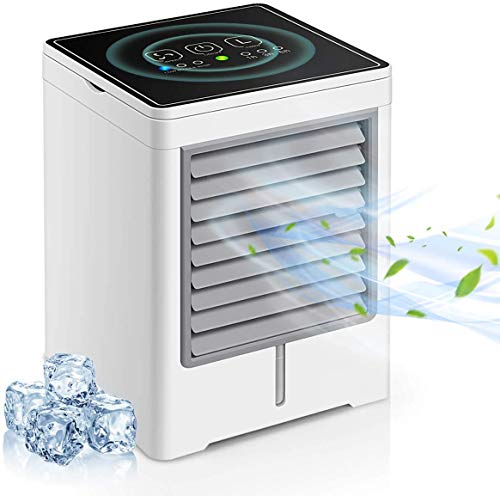 Personal Air Cooler, Portable Evaporative Conditioner with 3 Wind Speeds Touch Screen Small Desktop Cooling Fan, Mini Air Conditioner Fan for Home, Bedroom Room, Office, Dorm, Car, Camping Tent