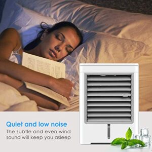 Personal Air Cooler, Portable Evaporative Conditioner with 3 Wind Speeds Touch Screen Small Desktop Cooling Fan, Mini Air Conditioner Fan for Home, Bedroom Room, Office, Dorm, Car, Camping Tent