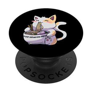 ramen anime kawaii neko cat popsockets popgrip: swappable grip for phones & tablets