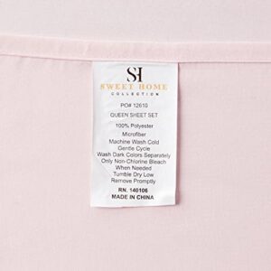 Queen Size Bed Sheets - Breathable Luxury Sheets with Full Elastic & Secure Corner Straps Built In - 1800 Supreme Collection Soft Deep Pocket Bedding, Sheet Set, EXTRA DEEP pocket - Queen, Pale Pink