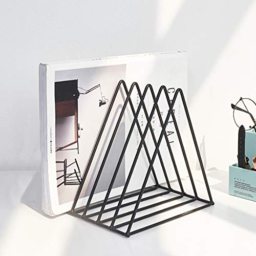 QPEY Triangle File Holder,5 Slot Metal Vinyl Record Stand Holder Magazine Newspaper Holder Photography Props for Office Home 1 Pc (black)