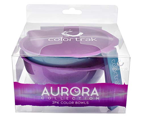 Colortrak SC Aurora Bowls, Stackable Color Bowls With Non-Slip Rubber Bottom, Easy-Pour Spout Lip, Shimmer Gradient Design, Color Grid With Milliliter Measurements, 2 Bowls