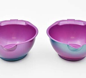 Colortrak SC Aurora Bowls, Stackable Color Bowls With Non-Slip Rubber Bottom, Easy-Pour Spout Lip, Shimmer Gradient Design, Color Grid With Milliliter Measurements, 2 Bowls