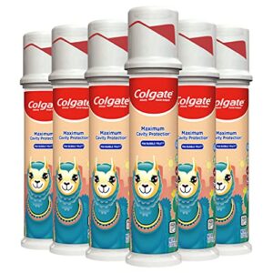 colgate kids toothpaste with anticavity fluoride, llama, ada-accepted fluoride toothpaste, 4.4 ounce pump, pack of 6