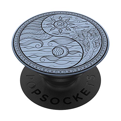 Yin Yang Day and Night Steel Blue PopSockets PopGrip: Swappable Grip for Phones & Tablets