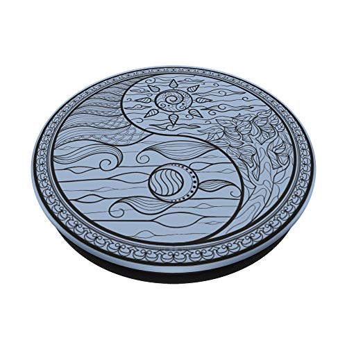 Yin Yang Day and Night Steel Blue PopSockets PopGrip: Swappable Grip for Phones & Tablets