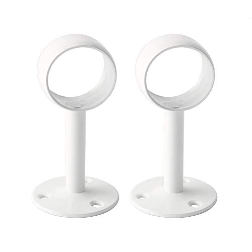 2 pieces of 32mm diameter curtain rod shower curtain wardrobe rod frame pipe flange, ceiling curtain hook, closet rod bracket, white surface treatment