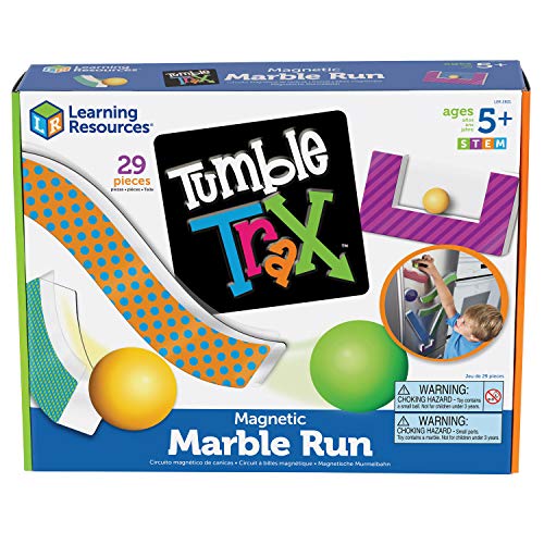 Learning Resources Dive Into Shapes! A Sea & Build Geometry Set, 129 Piece, Ages 6+ & Resources Tumble Trax Magnetic Marble Run, STEM Toy, 28 Piece Set, Ages 5+,Multi-Color,5"