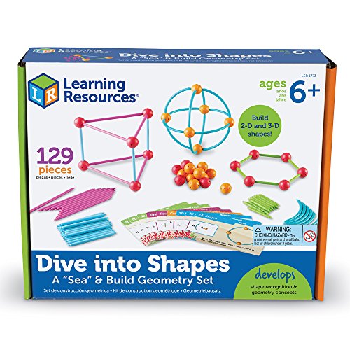 Learning Resources Dive Into Shapes! A Sea & Build Geometry Set, 129 Piece, Ages 6+ & Resources Tumble Trax Magnetic Marble Run, STEM Toy, 28 Piece Set, Ages 5+,Multi-Color,5"