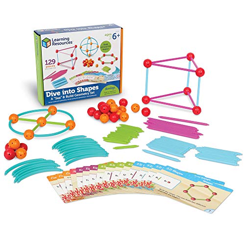 Learning Resources Dive Into Shapes! A Sea & Build Geometry Set, 129 Piece, Ages 6+ & Resources Tumble Trax Magnetic Marble Run, STEM Toy, 28 Piece Set, Ages 5+,Multi-Color,5"