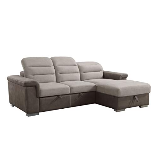 Lexicon Otis Living Room Sectional Sofa Sleeper with Storage, Two-Tone