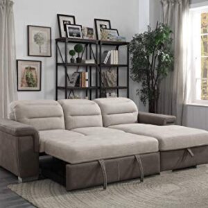 Lexicon Otis Living Room Sectional Sofa Sleeper with Storage, Two-Tone