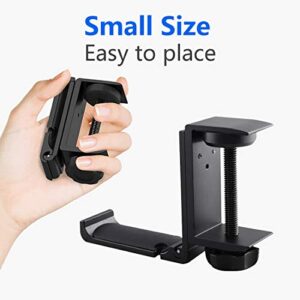 Goldmille Aluminum Headphone Stand Hanger Foldable with Cable Clip Headset Holder Clamp Hook Under Desk, Save Your Space While Working & Gaming