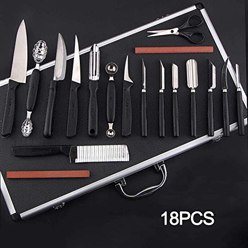 Hovico 18PCS Portable Vegetable Fruit Food Cake Carving Knife Peeling Culinary Kitchen Sculpting Modeling Tools Kit for Chef DIY with Carry Box