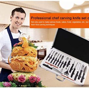 Hovico 18PCS Portable Vegetable Fruit Food Cake Carving Knife Peeling Culinary Kitchen Sculpting Modeling Tools Kit for Chef DIY with Carry Box