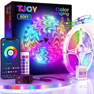 60ft bluetooth led strip lights,smd 5050 music sync led lights strip,rgb color changing led lights with remote,smart phone app control,led lights for bedroom,ceiling,room diy(app+remote +mic/60ftx1)