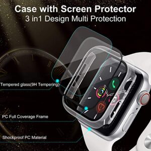 ZEBRE 4-Pack Compatible with Apple Watch 44mm Case, with Built-in HD Clear Ultra-Thin Hard PC Screen Protector Cover Compatible with Apple Watch Series 4/5/ 6/SE