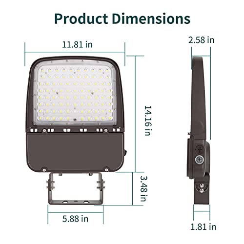 kadision 240W LED Parking Lot Light with Dusk to Dawn Photocell, Dimmable Shoebox Lights with Trunnion Mount, 130LM/W 5000K Daylight 100-277V, 150W/200W/240W Power Tunable