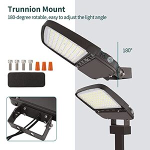 kadision 240W LED Parking Lot Light with Dusk to Dawn Photocell, Dimmable Shoebox Lights with Trunnion Mount, 130LM/W 5000K Daylight 100-277V, 150W/200W/240W Power Tunable