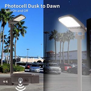 kadision 240W LED Parking Lot Light with Dusk to Dawn Photocell, Dimmable Shoebox Lights with Trunnion Mount, 130LM/W 5000K Daylight 100-277V, 150W/200W/240W Power Tunable