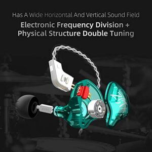 KZ ZST X HiFi Earphone 1BA+1DD Dynamic Driver in-Ear Sports DJ Headphone Noise Cancelling Headset with Upgraded Cable (with Mic, Cyan)