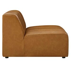 Modway Bartlett Channel Tufted Vegan Leather 6-Piece Sectional Sofa in Tan