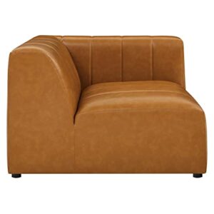 Modway Bartlett Channel Tufted Vegan Leather 6-Piece Sectional Sofa in Tan