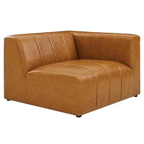 Modway Bartlett Channel Tufted Vegan Leather 6-Piece Sectional Sofa in Tan