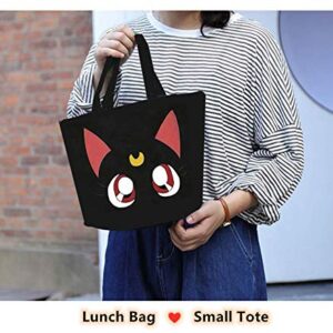 Kerr's Choice Small Tote Luna Bag Black Cat Animie Moon Lunch Bag Kawaii Lunch Bag Cute Black Kitty Bag